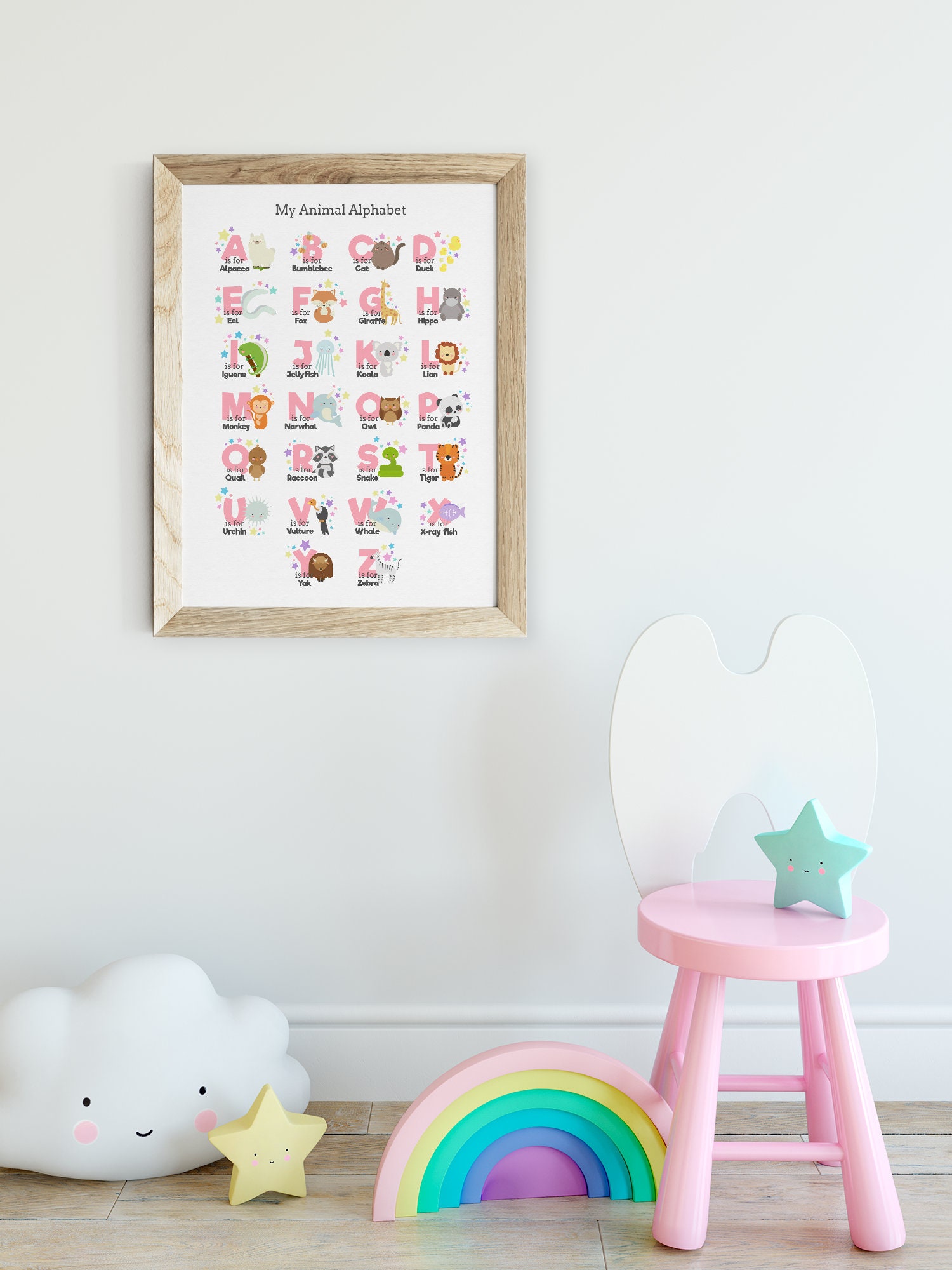 Animal Alphabet Nursery Poster Digital Print Vertical - Etsy