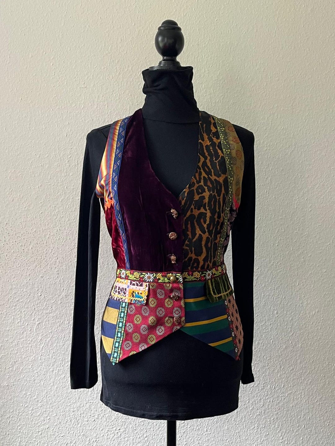 Vintage Todd Oldham Patchwork Velvet & Leopard Vest — 90s Maximalist ...