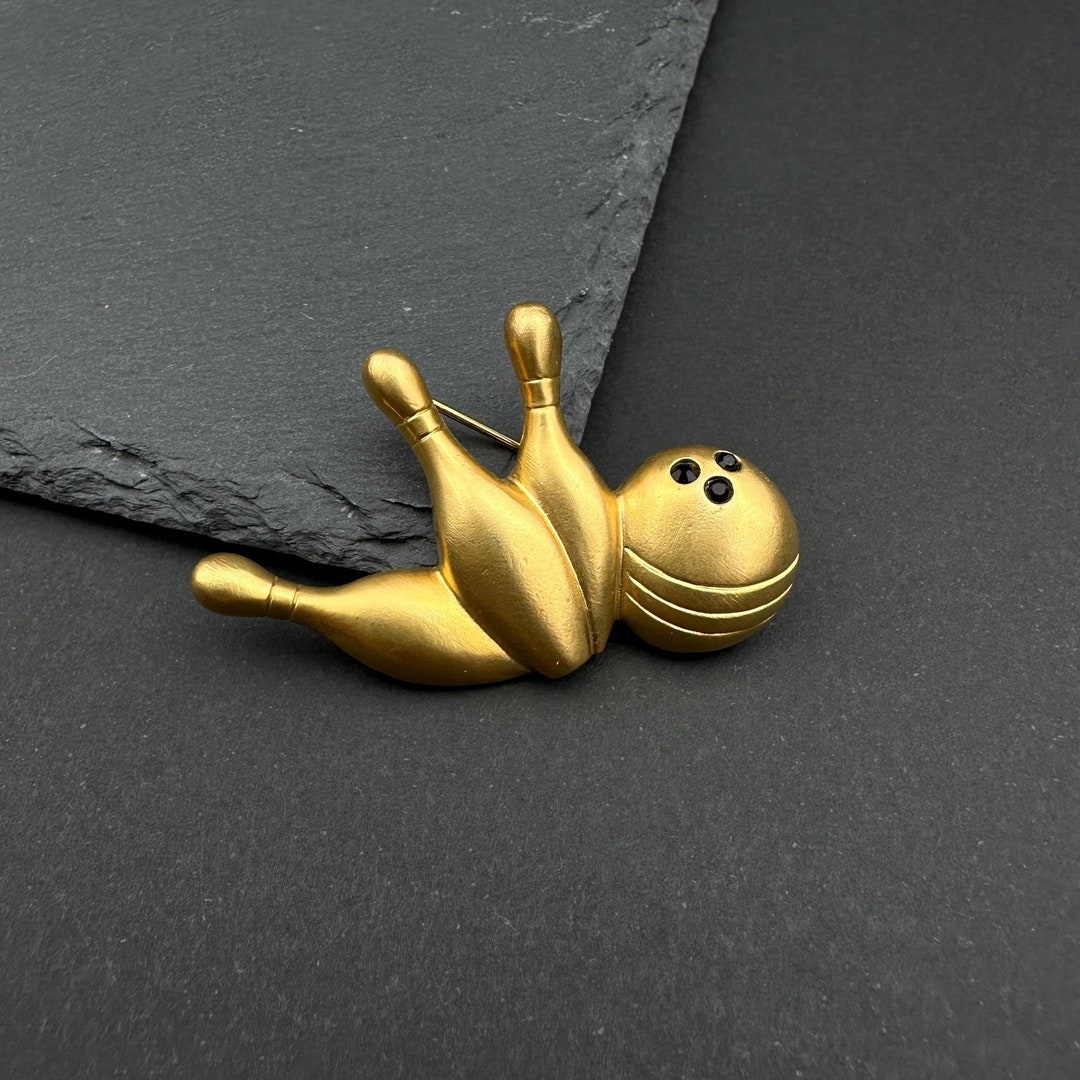 Vintage Avon Bowling Brooch: Matte Gold Tone, "my Favorite Hobby" - Etsy