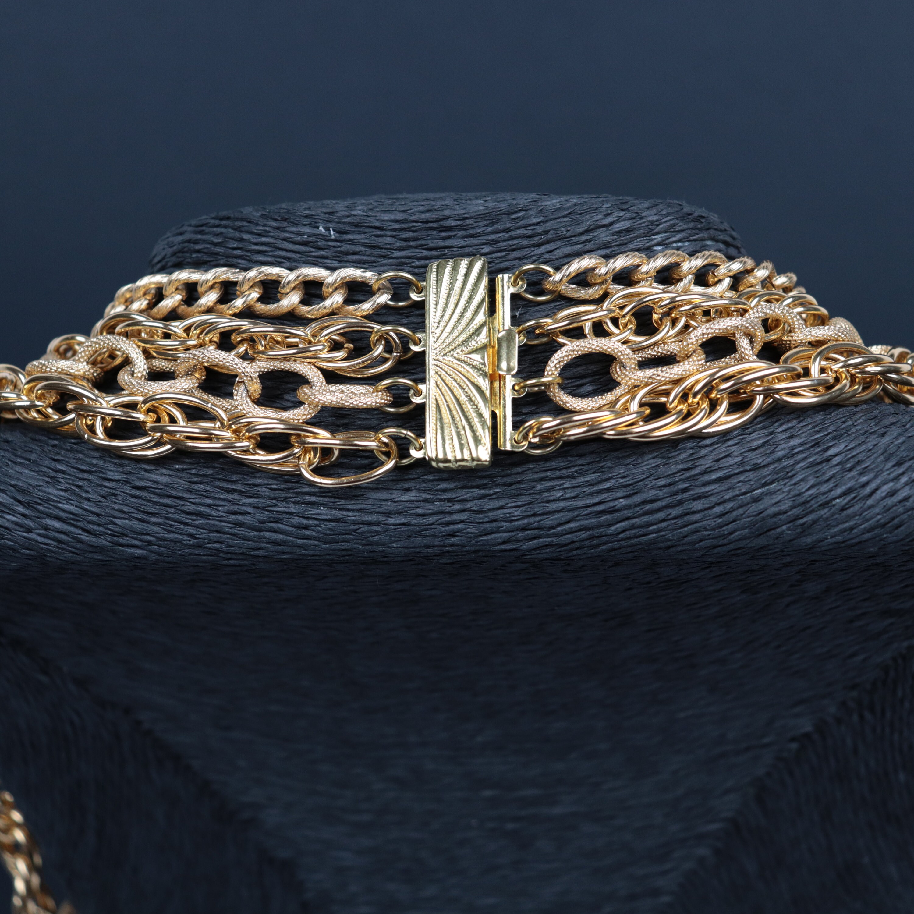 Vintage Gold Tone Four Strand Chain Necklace Necklace Signed - Etsy