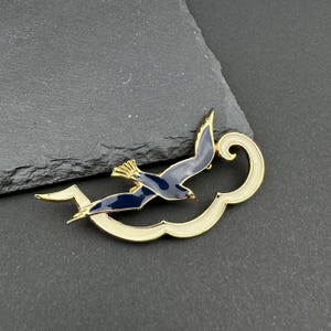 Vintage Gold Tone and Blue Emanel Bird Brooch Vintage Gift for Bird ...