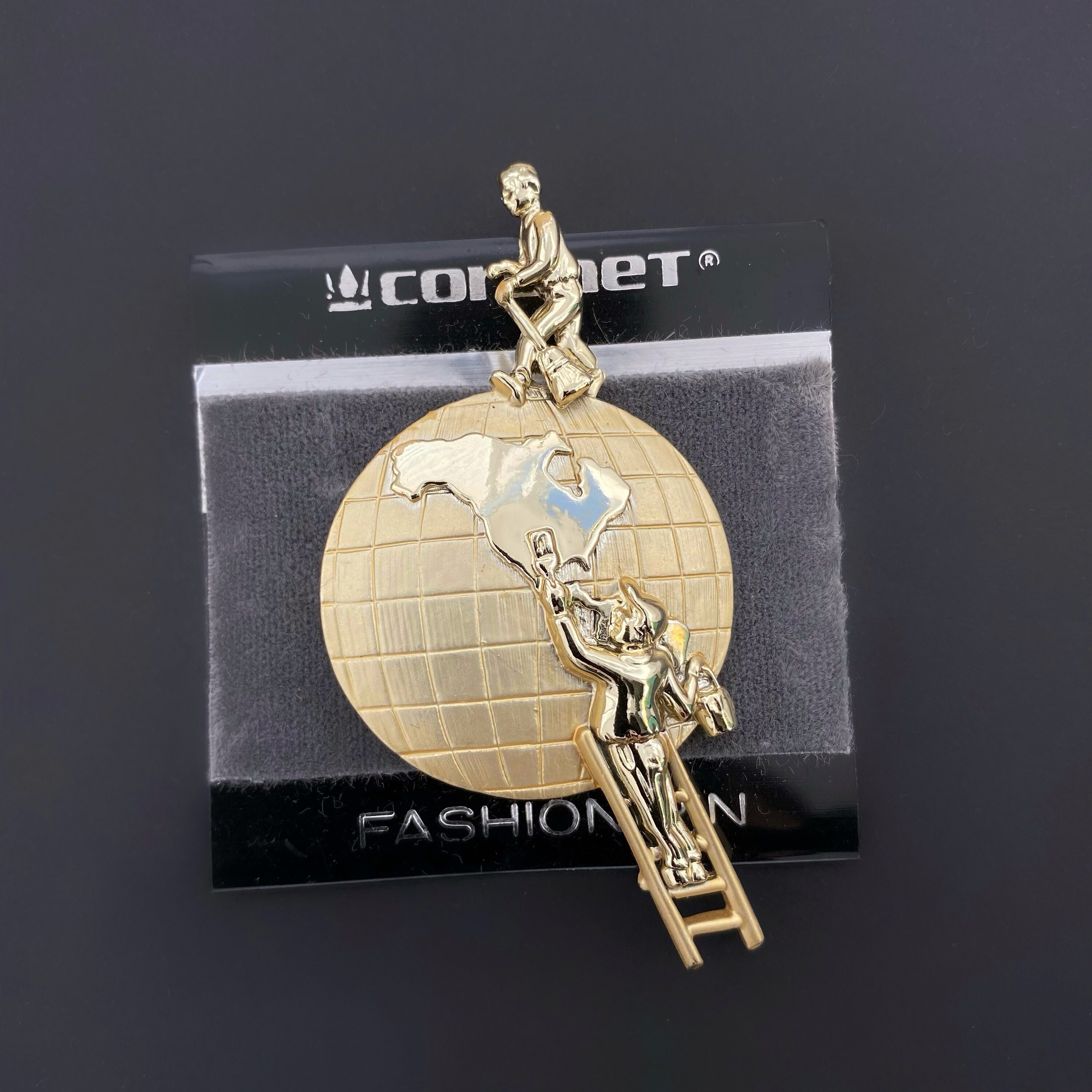 Vintage Paint the World Globe Earth Gold Tone Pin Brooch - Etsy