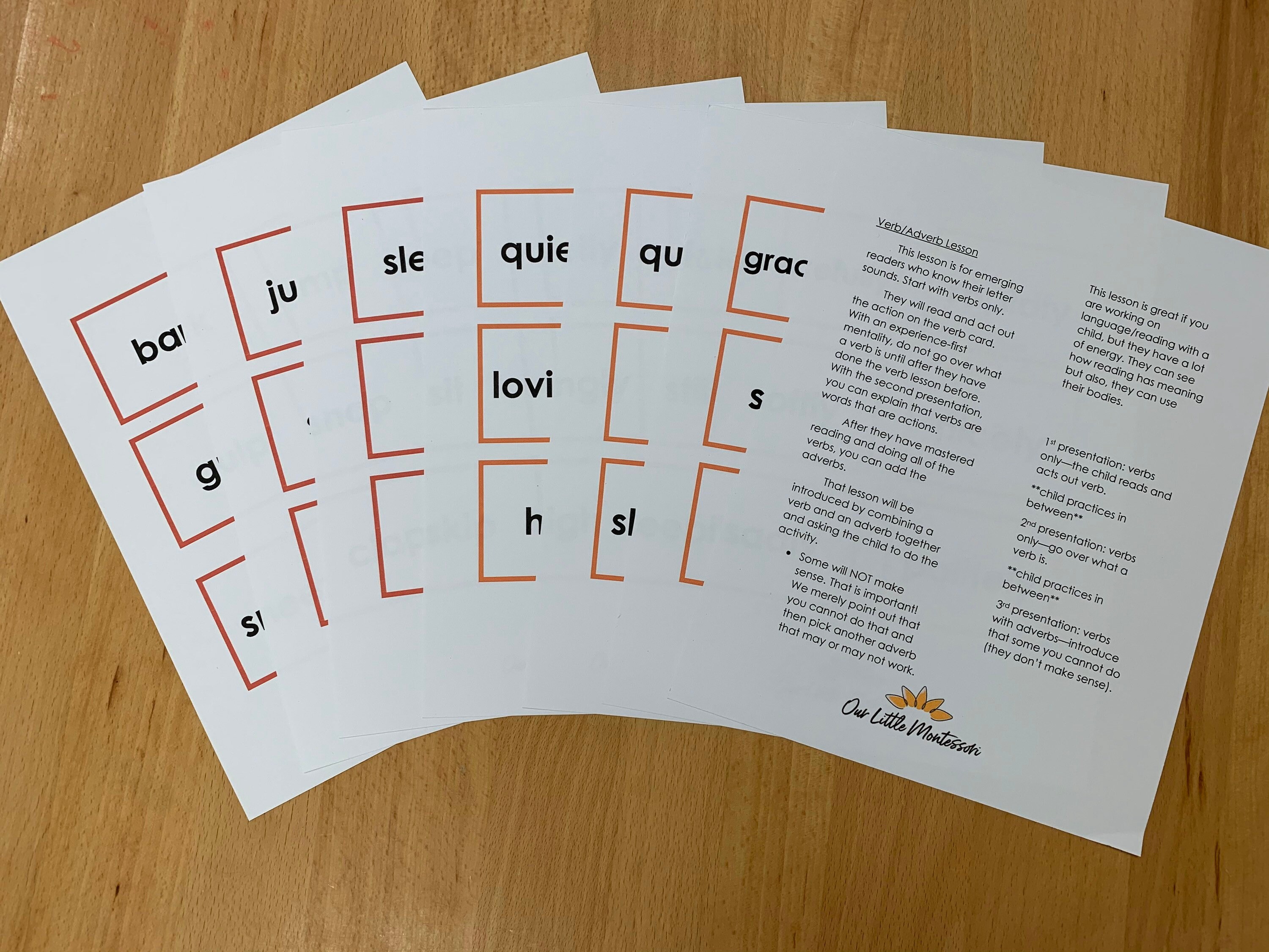 Verb/adverb Montessori Themed Language DIGITAL DOWNLOAD - Etsy