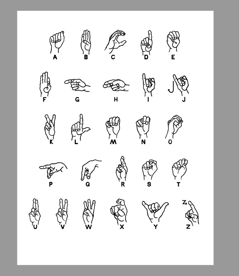 American Sign Language Name Card and Alphabet Card DIGITAL | Etsy