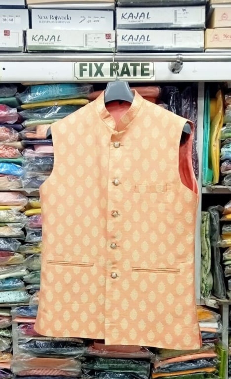 Indian Jodhpuri Style Self Design Formal Waist Coat Traditional Ethnic ...