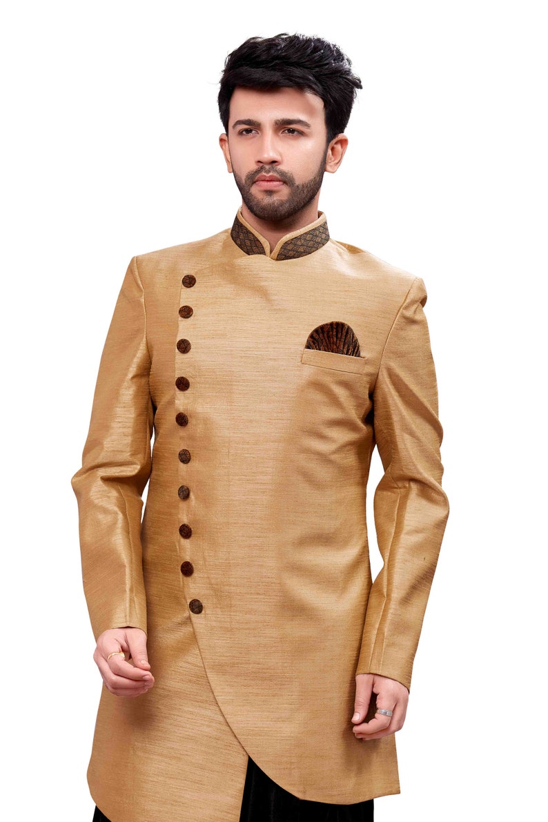 Indian Royal Designer Beige Wedding Indo Western Blazer Coat Jodhpuri ...