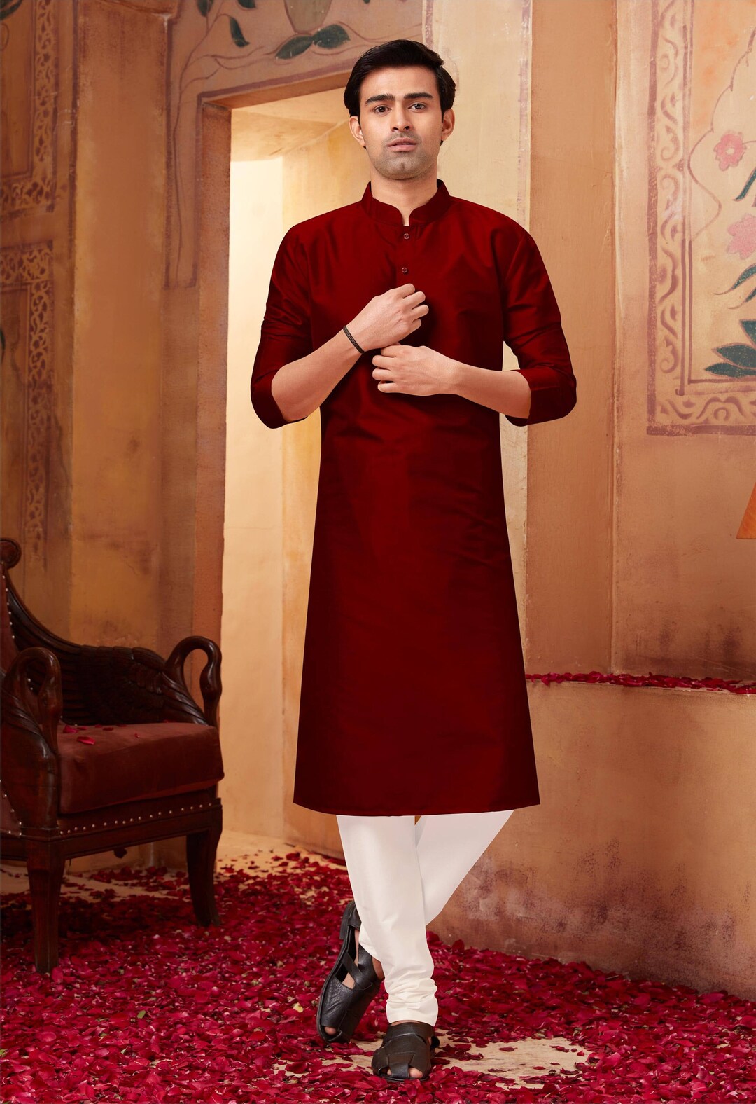 Traditional Wedding Kurta Pajama Embridered Designer Ethnic for Men ...