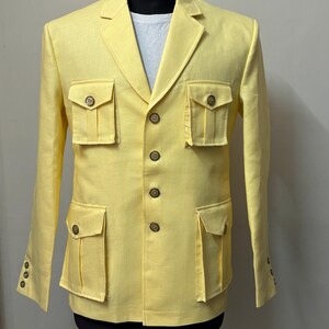Designer Yellow Linen Coat Men Slim Suit Suit Wedding Business Suit ...