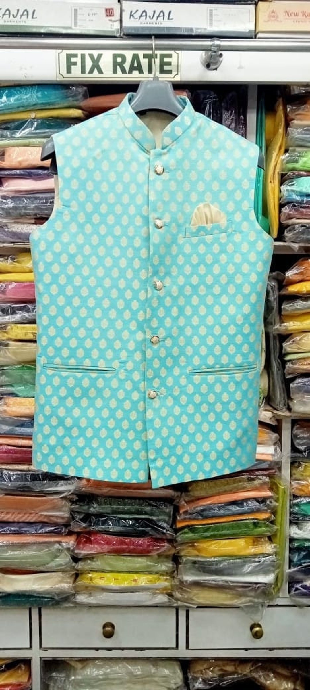 Indian Jodhpuri Style Self Design Formal Waist Coat Traditional Ethnic ...