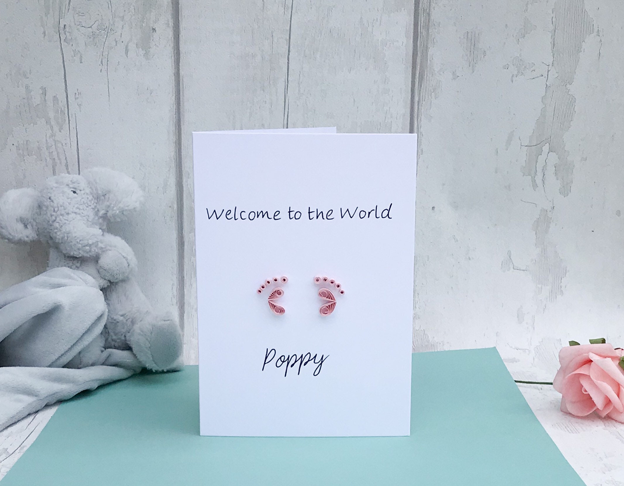 New baby card baby feet girl or boy baby footsteps welcome | Etsy