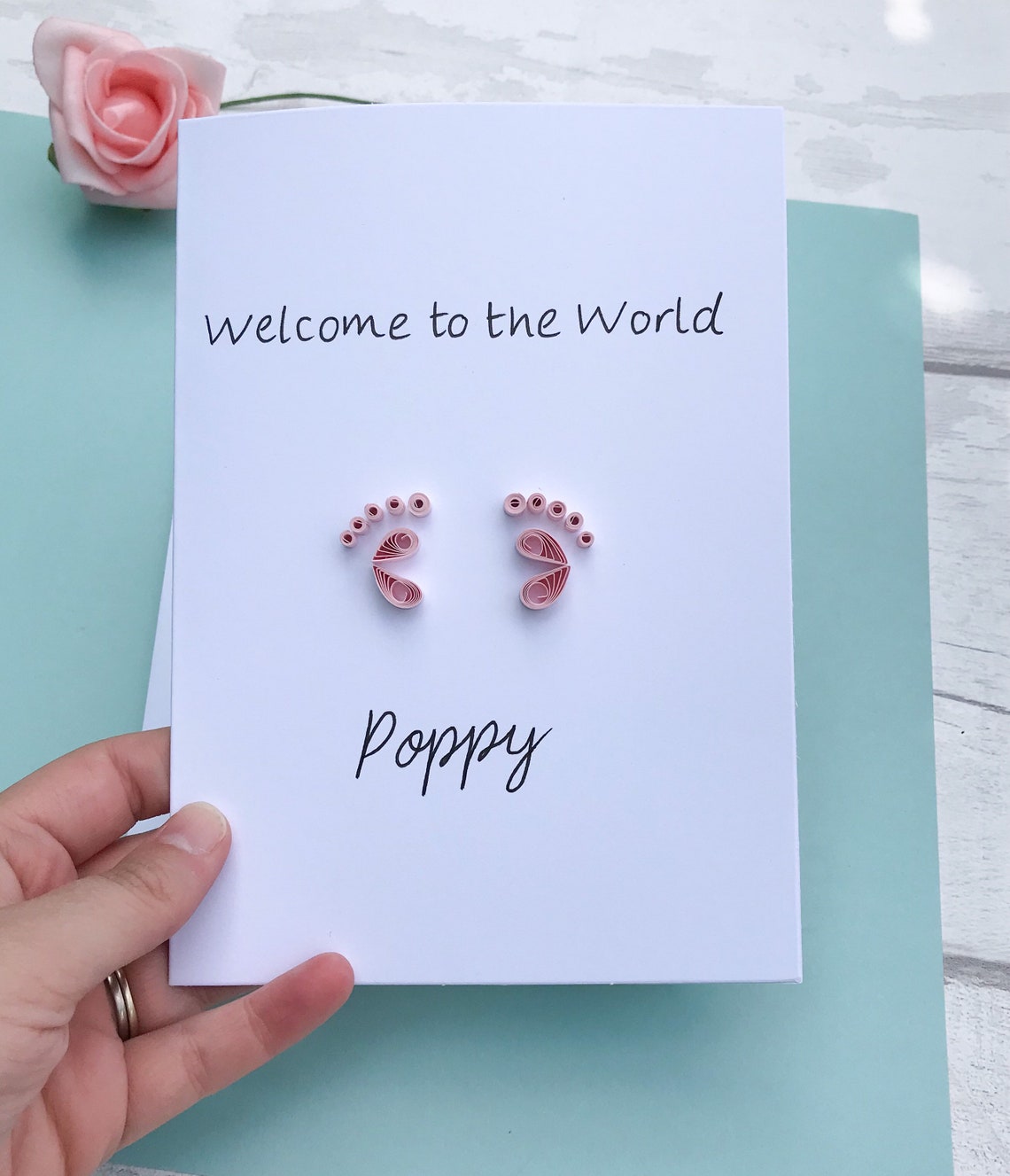 New Baby Card Baby Feet Girl or Boy Baby Footsteps Welcome - Etsy