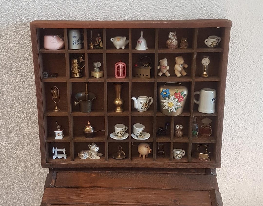 Vintage Swiss Made Wooden Typecase Show Cabinet Display Case Shadow Box ...