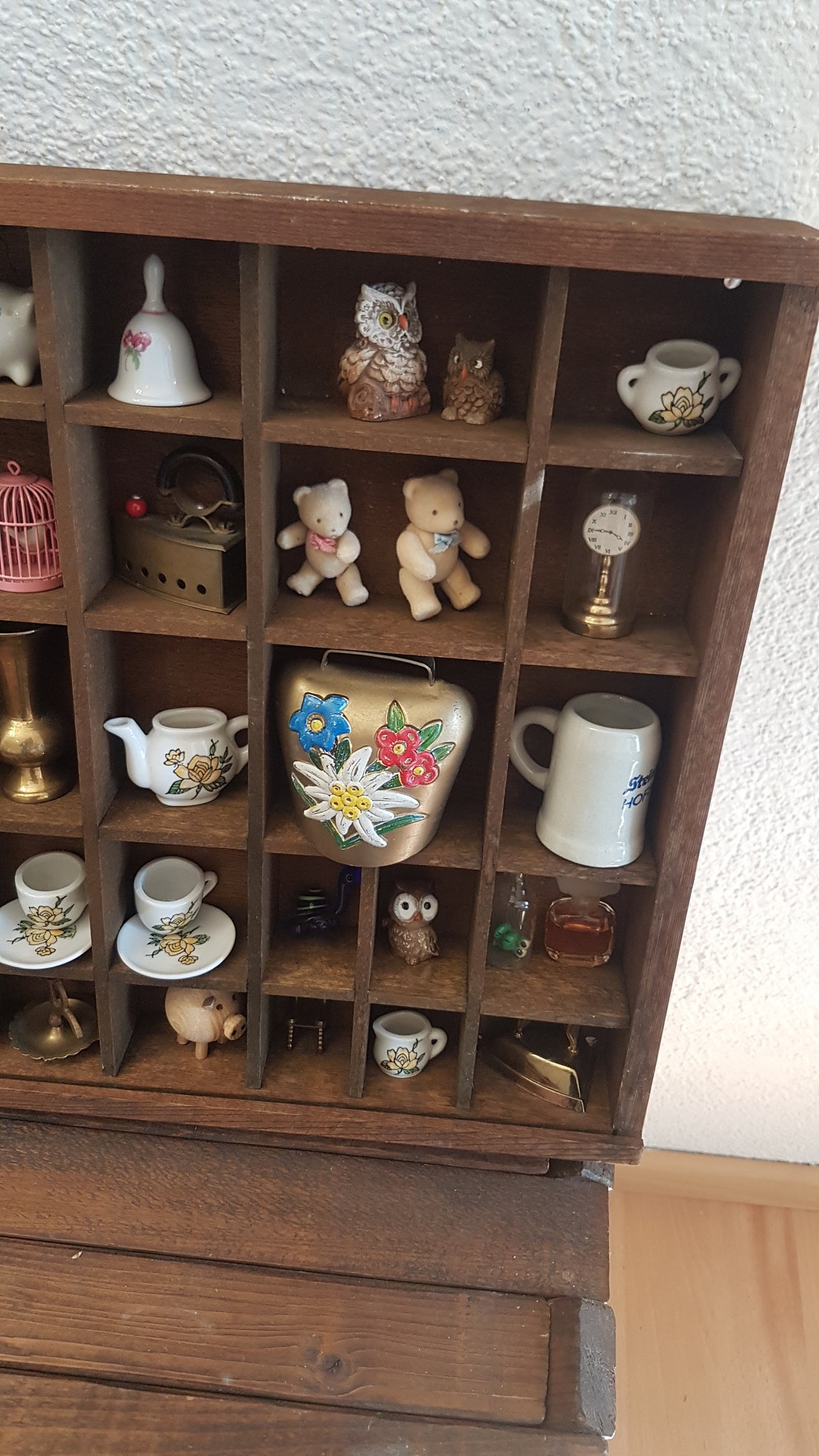 Vintage Swiss Made Wooden Typecase Show Cabinet Display Case Shadow Box ...