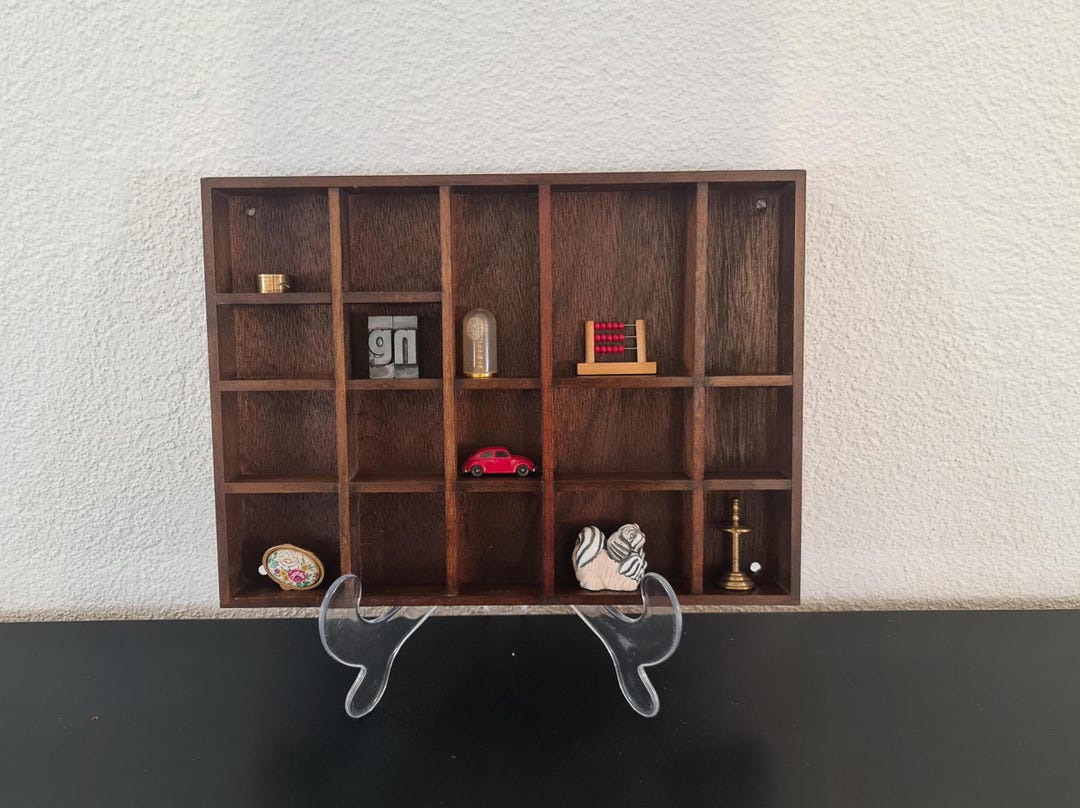 Vintage Swiss Made Wooden Typecase Show Cabinet Display Case Shadow Box ...