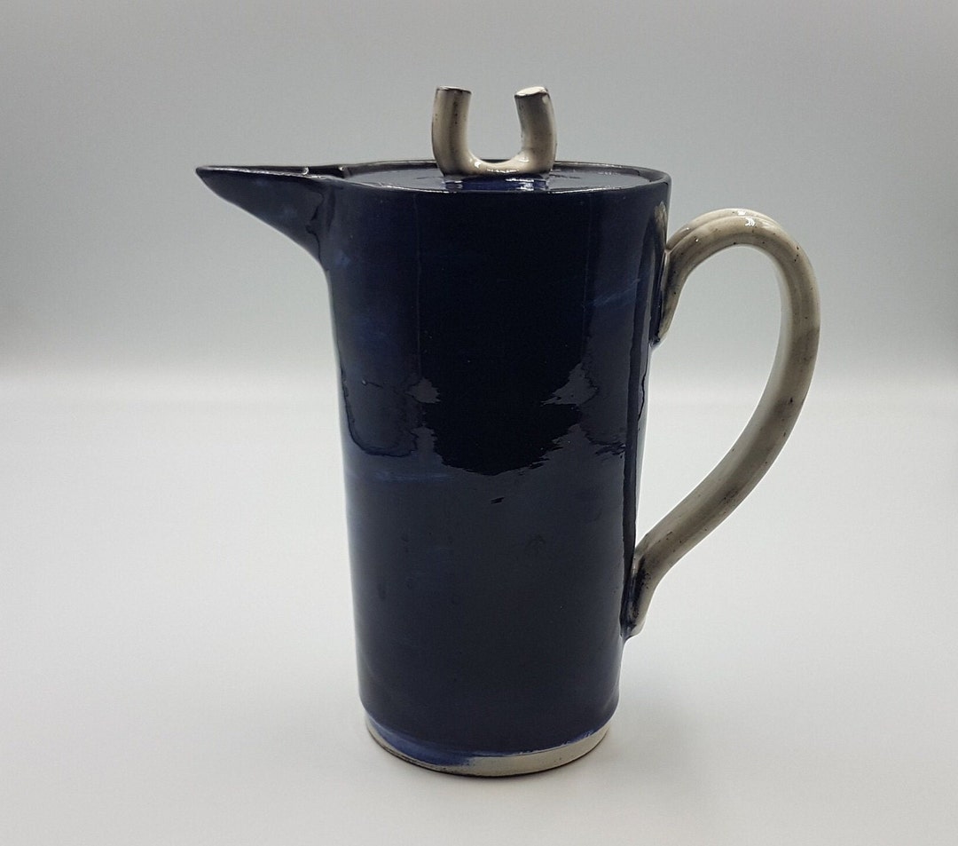 Swiss Studio Pottery Blue Coffee Tea Pot by Ceramist Jakob Gelzer, C ...