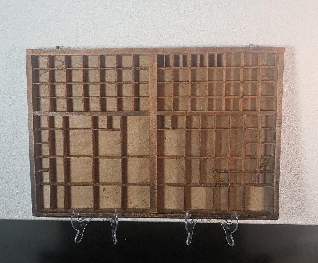 Original Antique Wooden Typecase Letter Case Drawer Display Shelf ...
