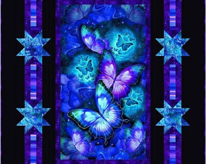 Cosmic Butterfly Shine Quilt Kit by Timeless Treasures 52-1/2"x72-1/2 ...