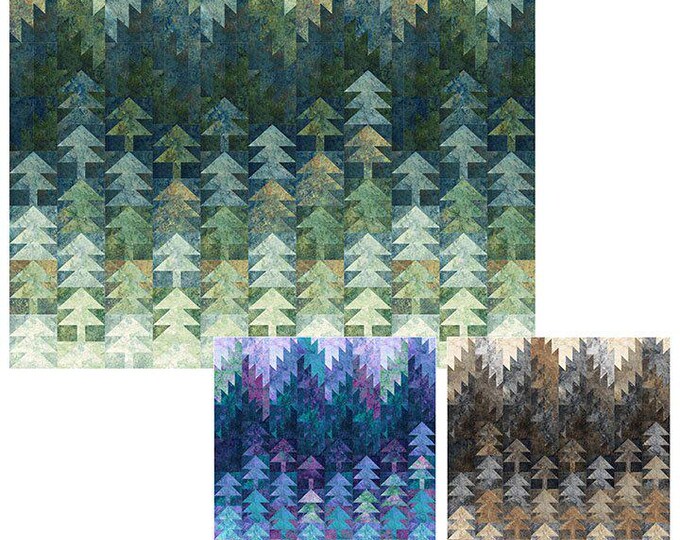 Misted Pines Quilt Kit Blue Stonehenge Gradations by Northcott Throw ...