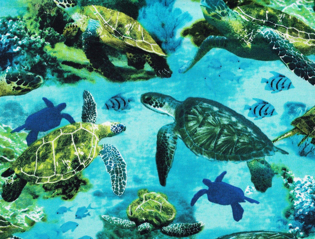 Sea Turtles in Ocean by High Fashion Fabrics for Timeless Treasures ...