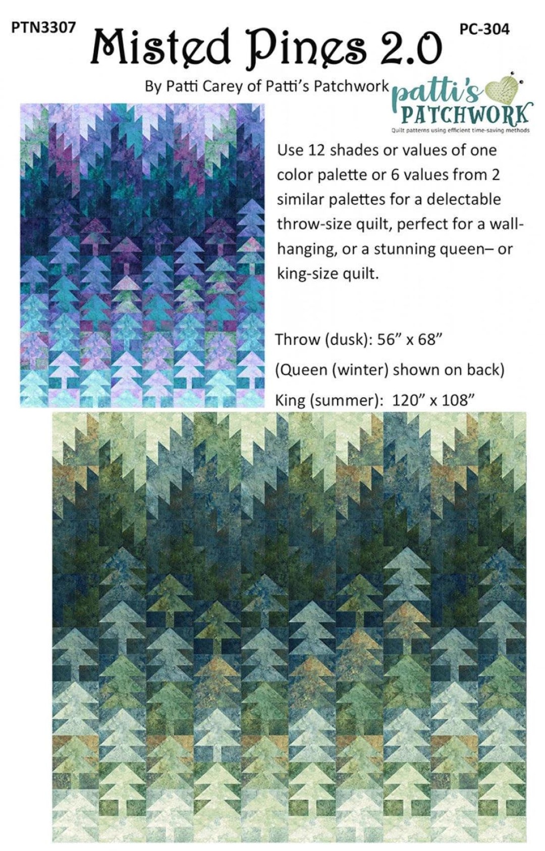 Misted Pines 2.0 Quilt Kit Green by Patti Carey Using New Stonehenge Gradations by Northcott ...