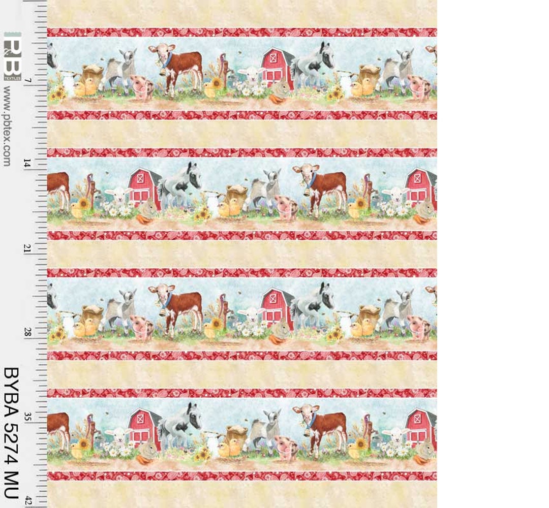 Barnyard Babies Border Stripe by Clint Eager for P&B Textiles 05274 ...