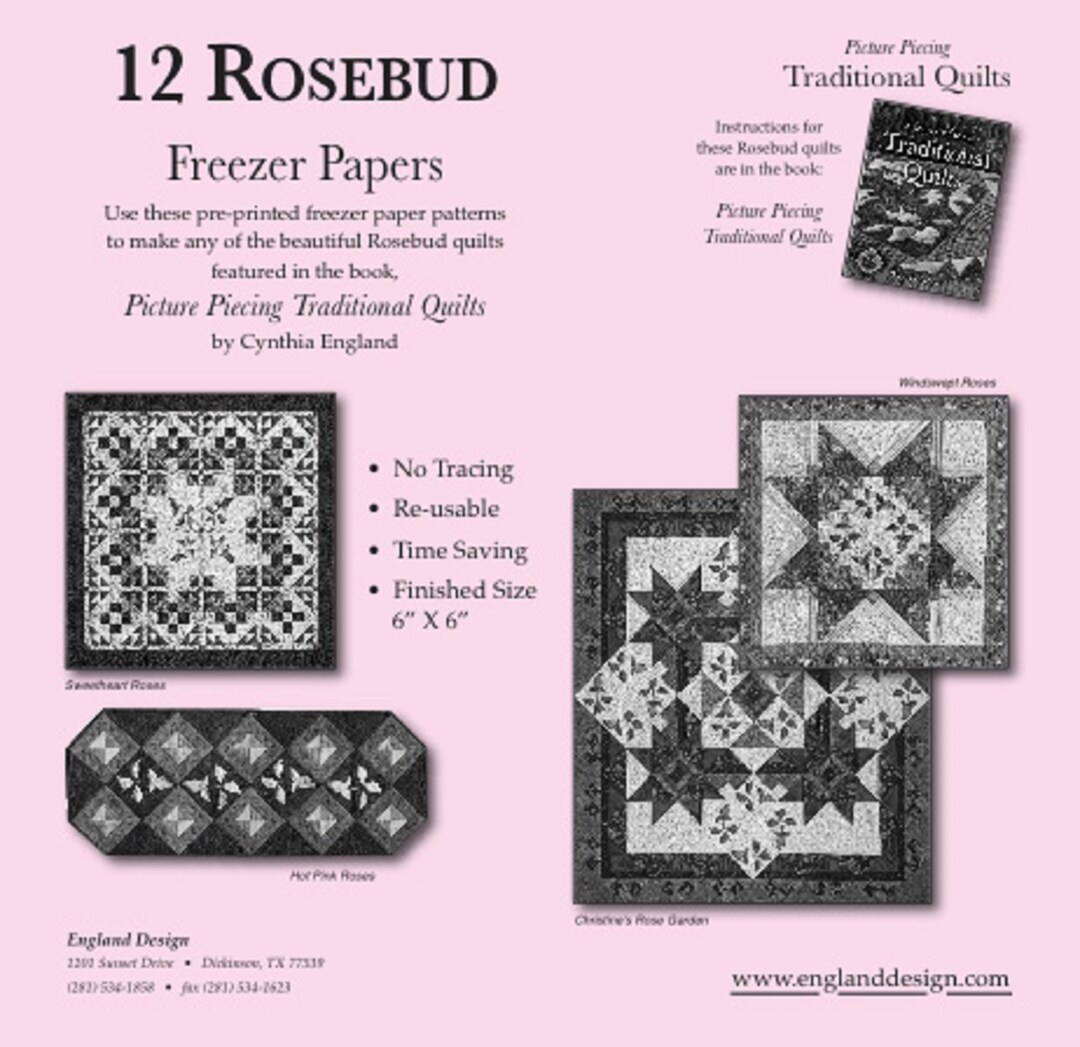 12 Rosebud Patterns for Picture Piecing Traditional Quilts Book by ...