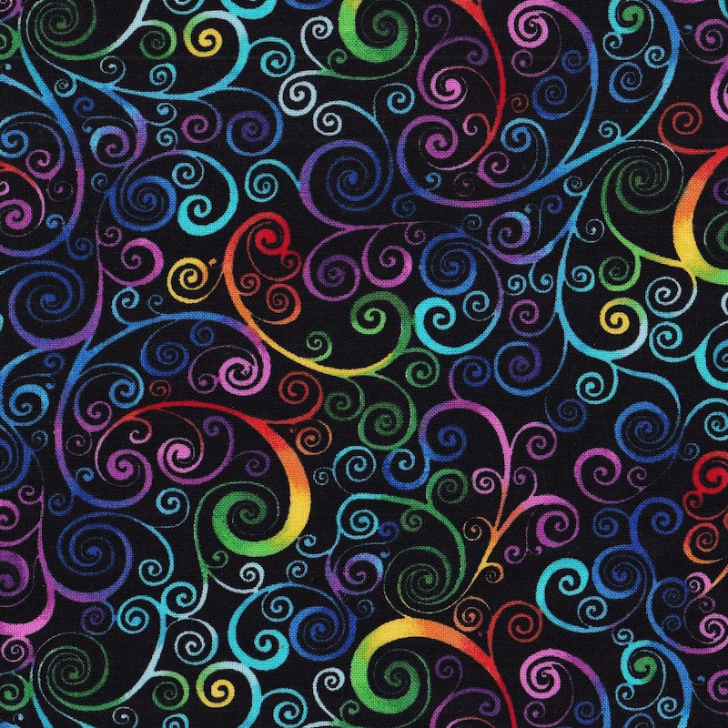 Scroll Black on Black Fabric - Etsy