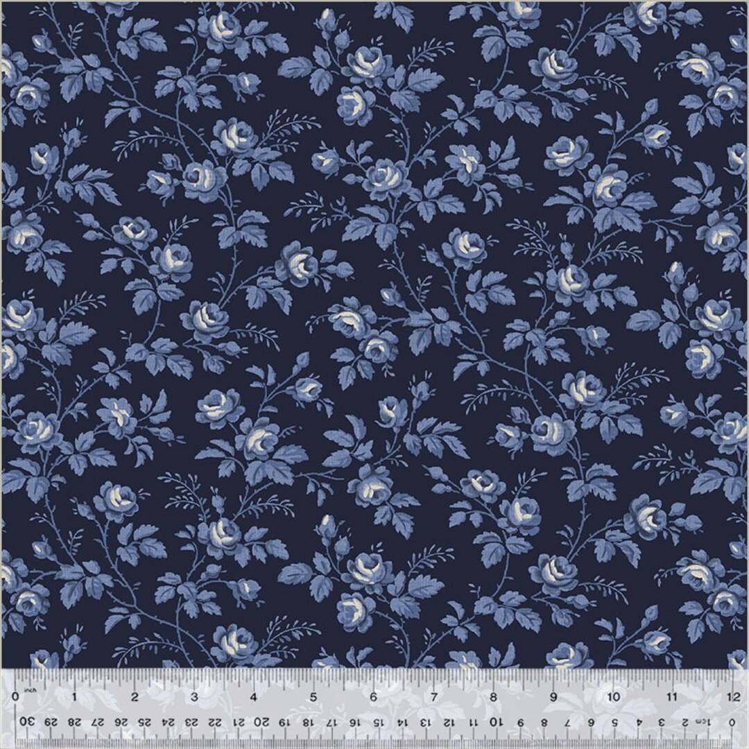 Jasper Blue Rose Hedge by Whistler Studios for Windham Fabrics 54369-2 ...