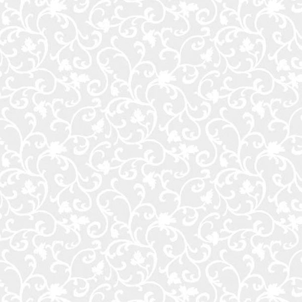 Wilmington White on White Scroll Fabric - Etsy