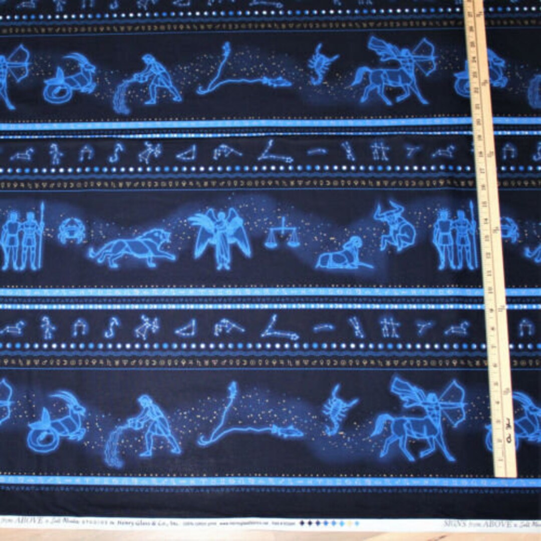 Signs From Above Zodiac Border Stripe by Henry Glass 9598M-77 One Yard ...