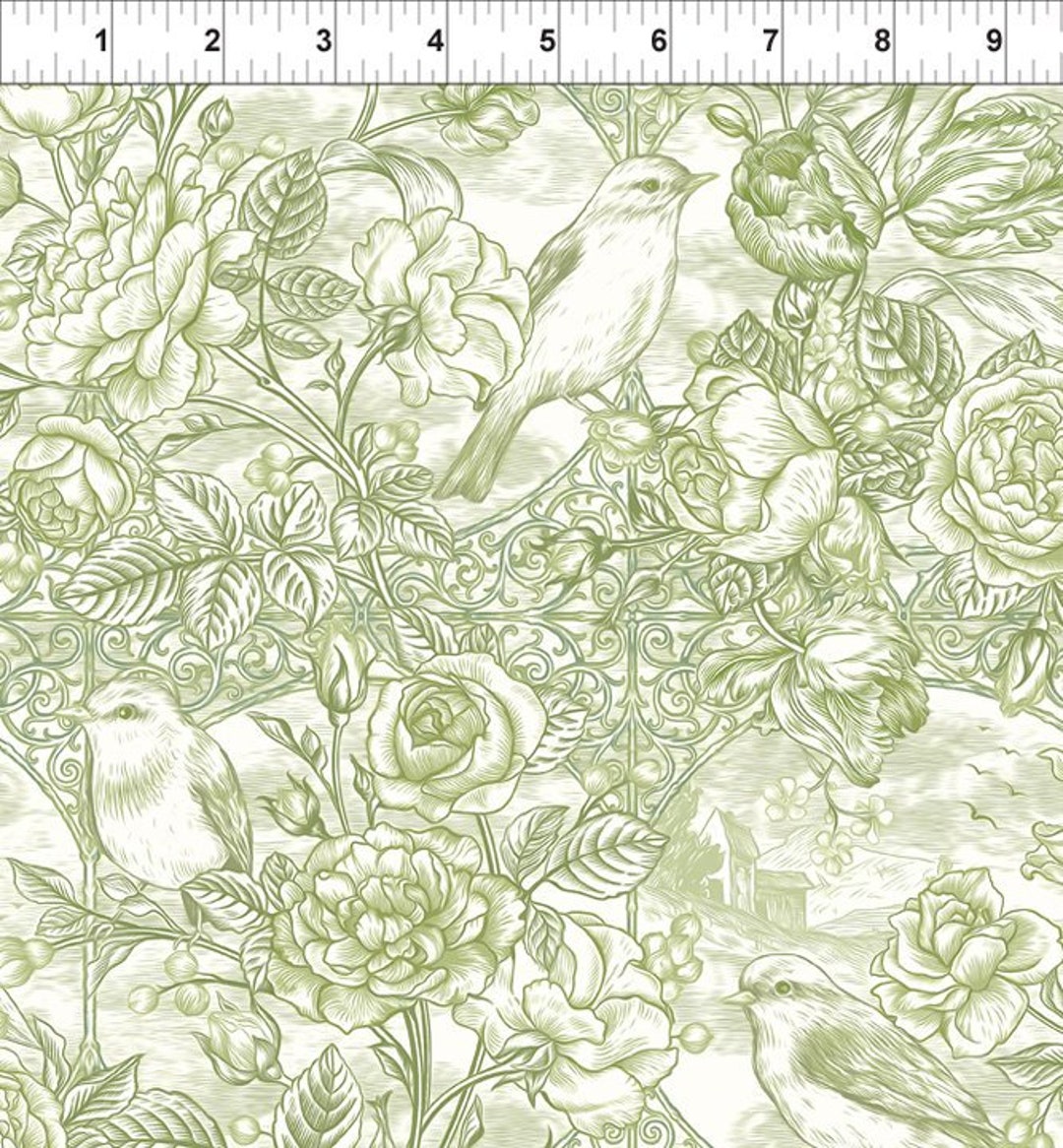 Romance Toile by Jason Yenter for in the Beginning 11BQR-4 Turquoise ...