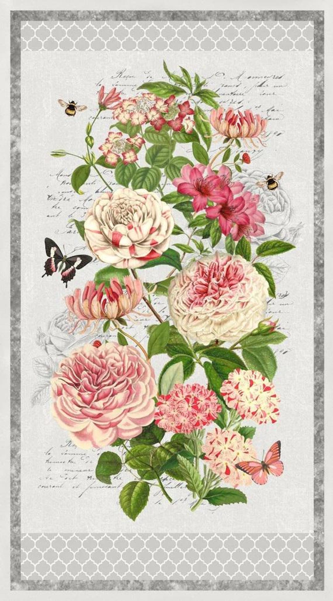Le Bouquet Panel by Anne Rowan for Wilmington Prints 68464-937 24"x44 ...