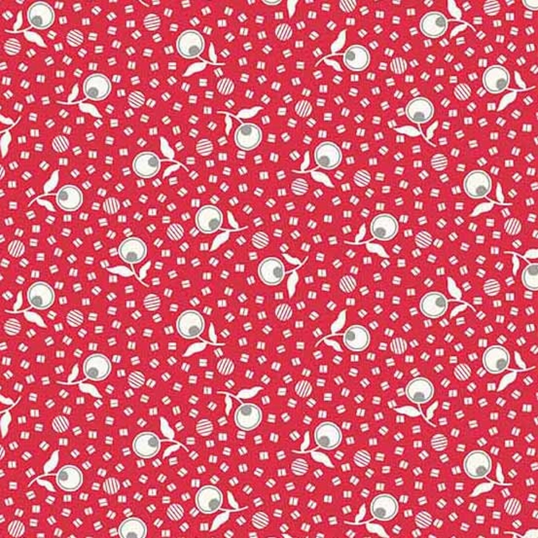 Adeline Flowers by Kathy Hall for Andover 8976-red One Yard 21" Remnant ...