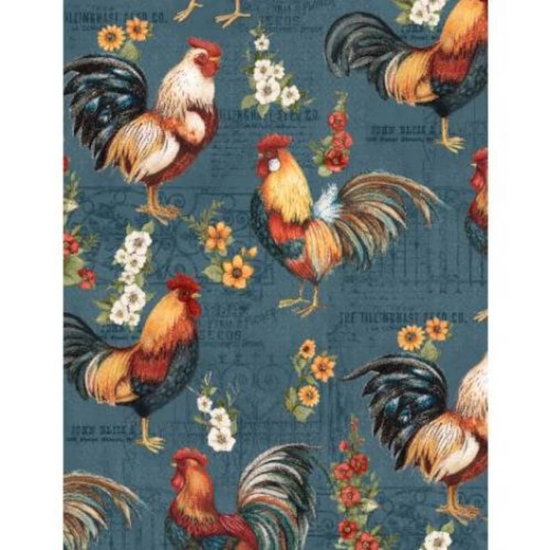 Garden Gate Roosters by Susan Winget for Wilmington Prints 39812-421 ...