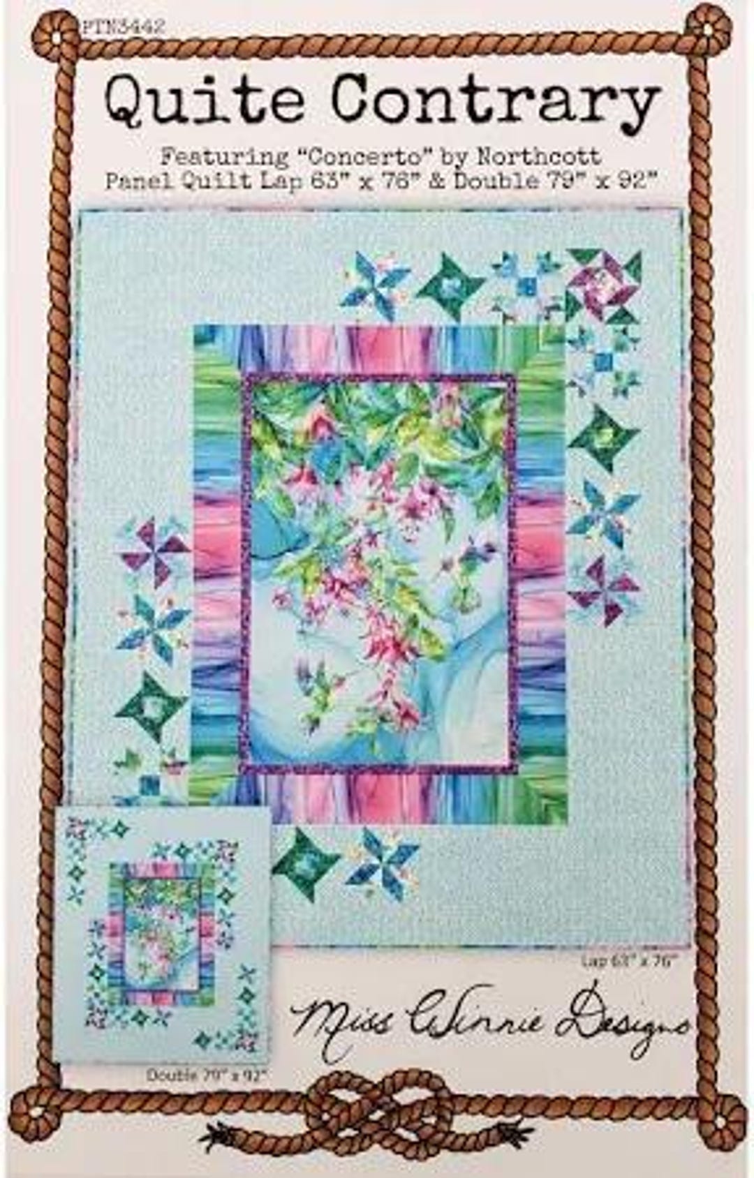 Quite Contrary Quilt Pattern by Miss Winnie Designs Lap or Double Sizes ...