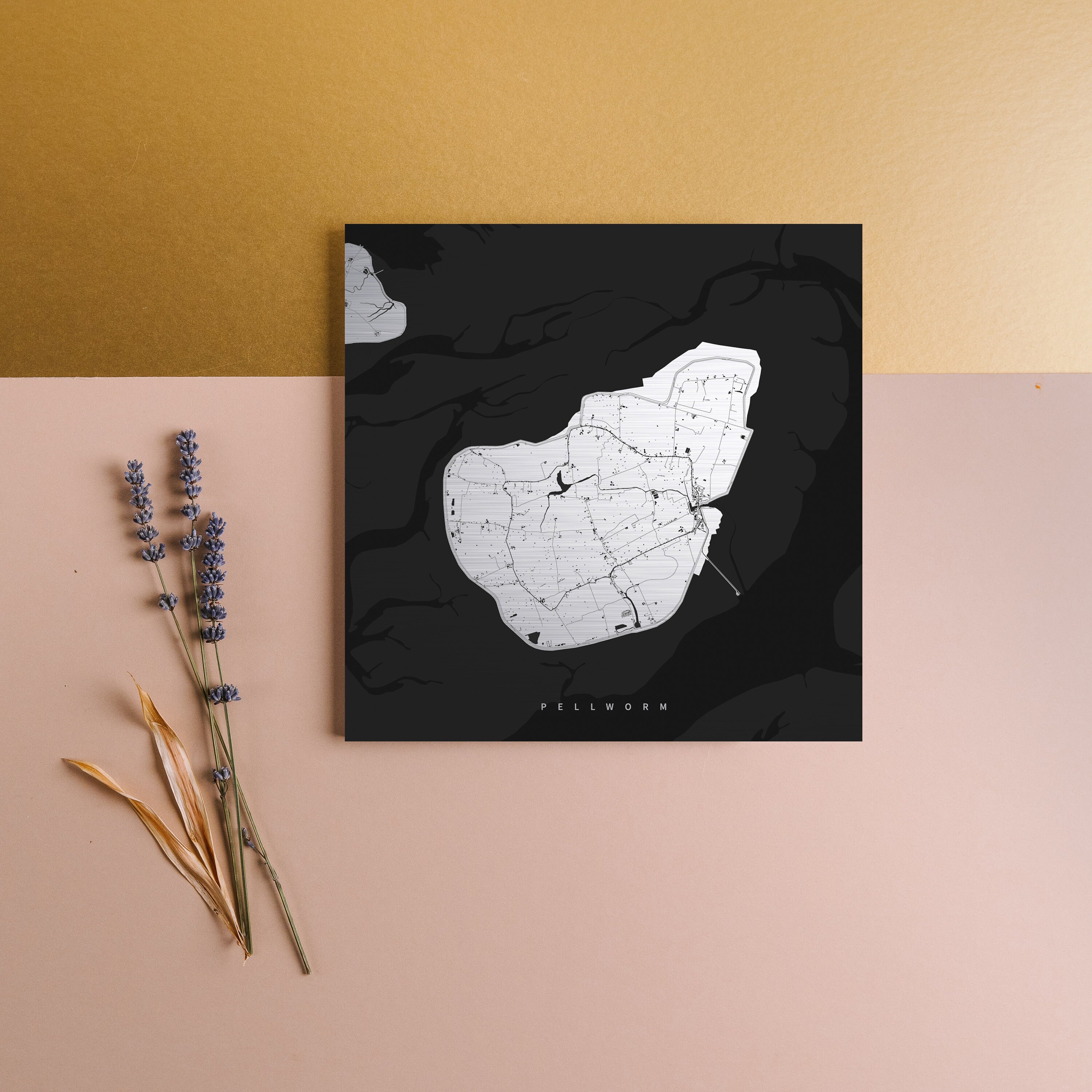 Metal Shield Pellworm Map in Minimalist Design Print on Real - Etsy UK