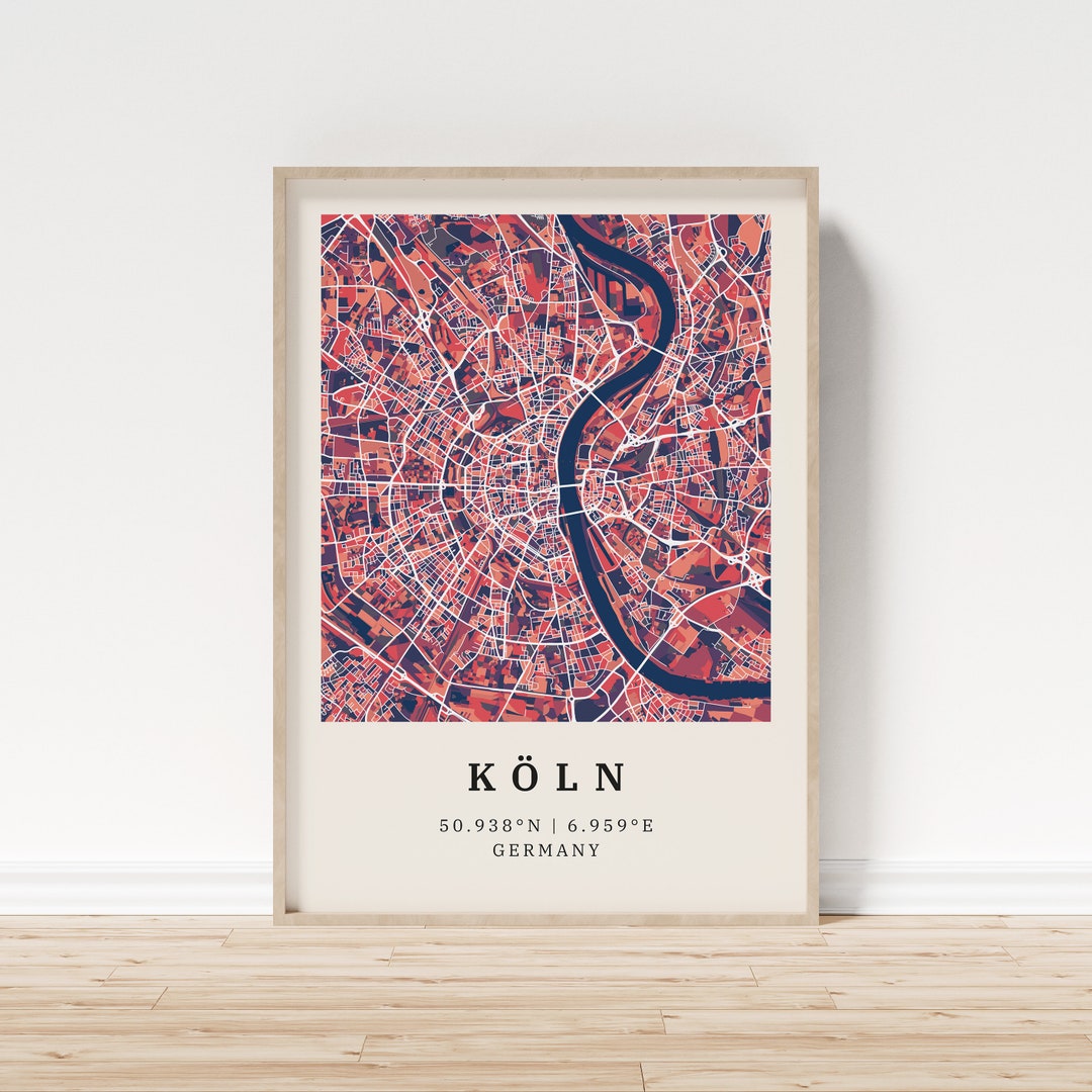 Cologne Poster City Map Modern City Map With Mosaic Pattern Poster With ...