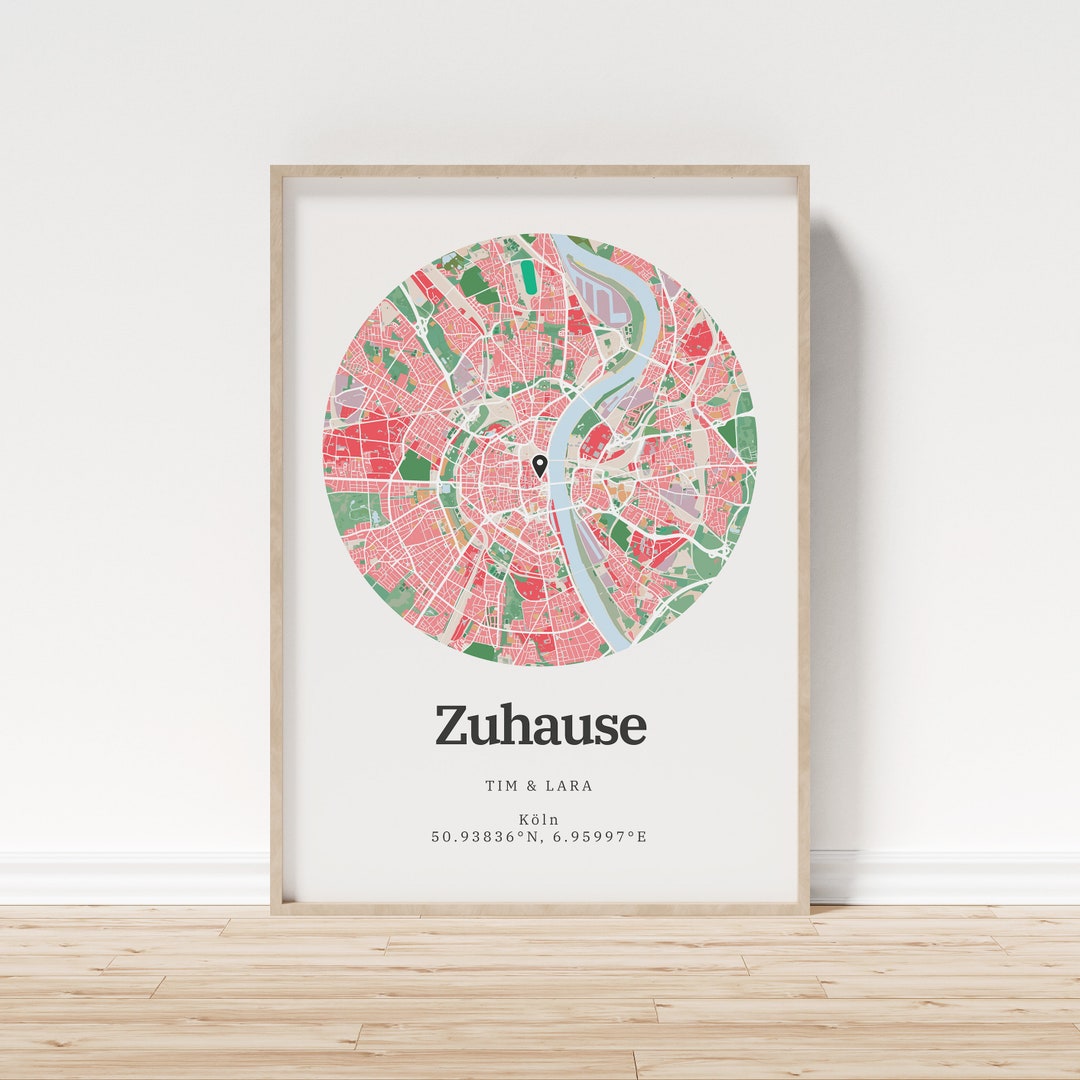 Poster Landkarte | Stadtplan bunt | Personalisierter Druck ...