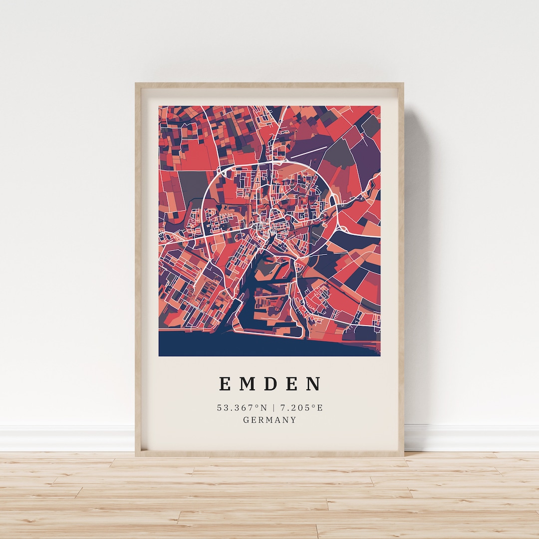 Emden Poster City Map Modern City Map With Mosaic Pattern Poster With ...