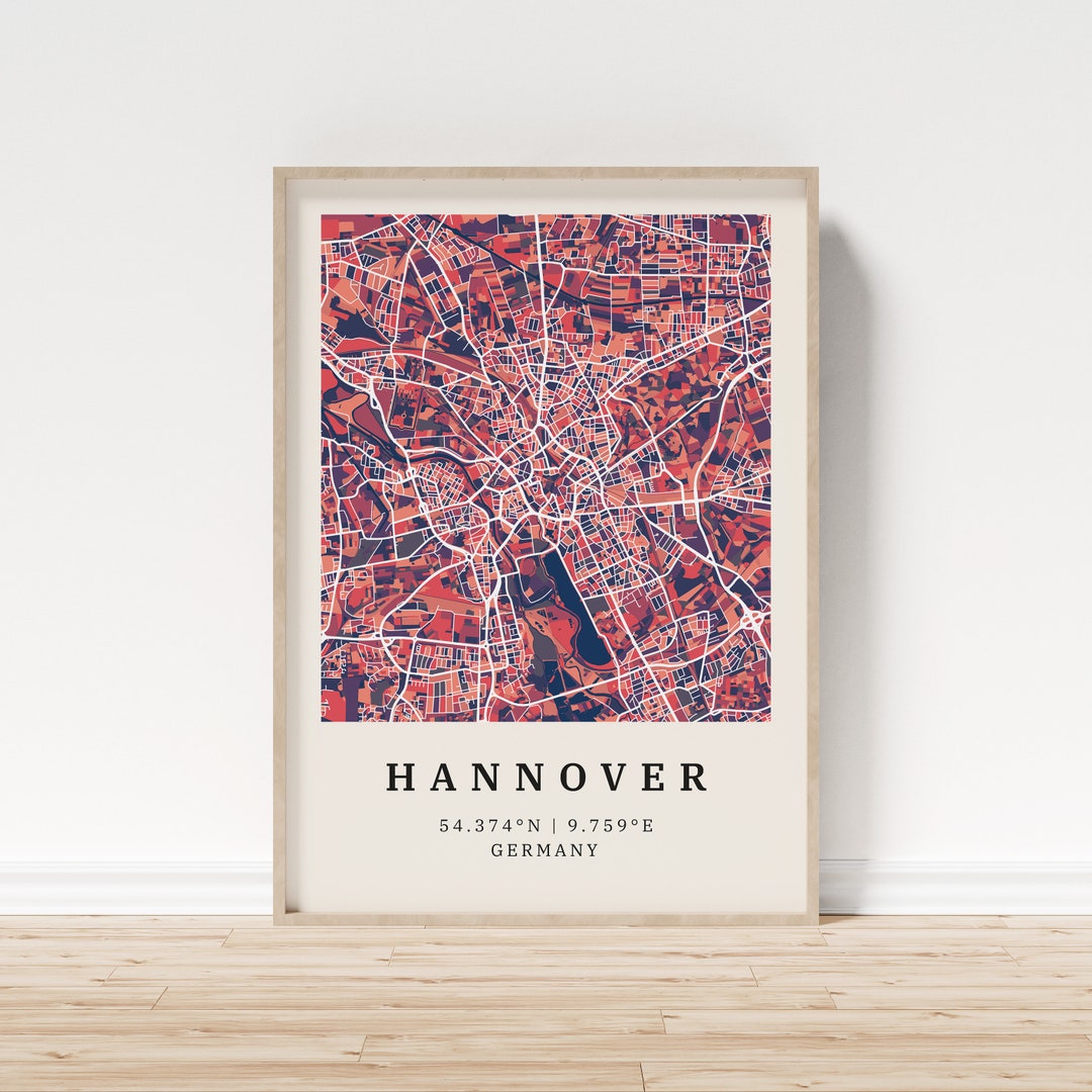Hannover | Poster Stadtplan | Moderne Stadtkarte mit Mosaik-Muster ...