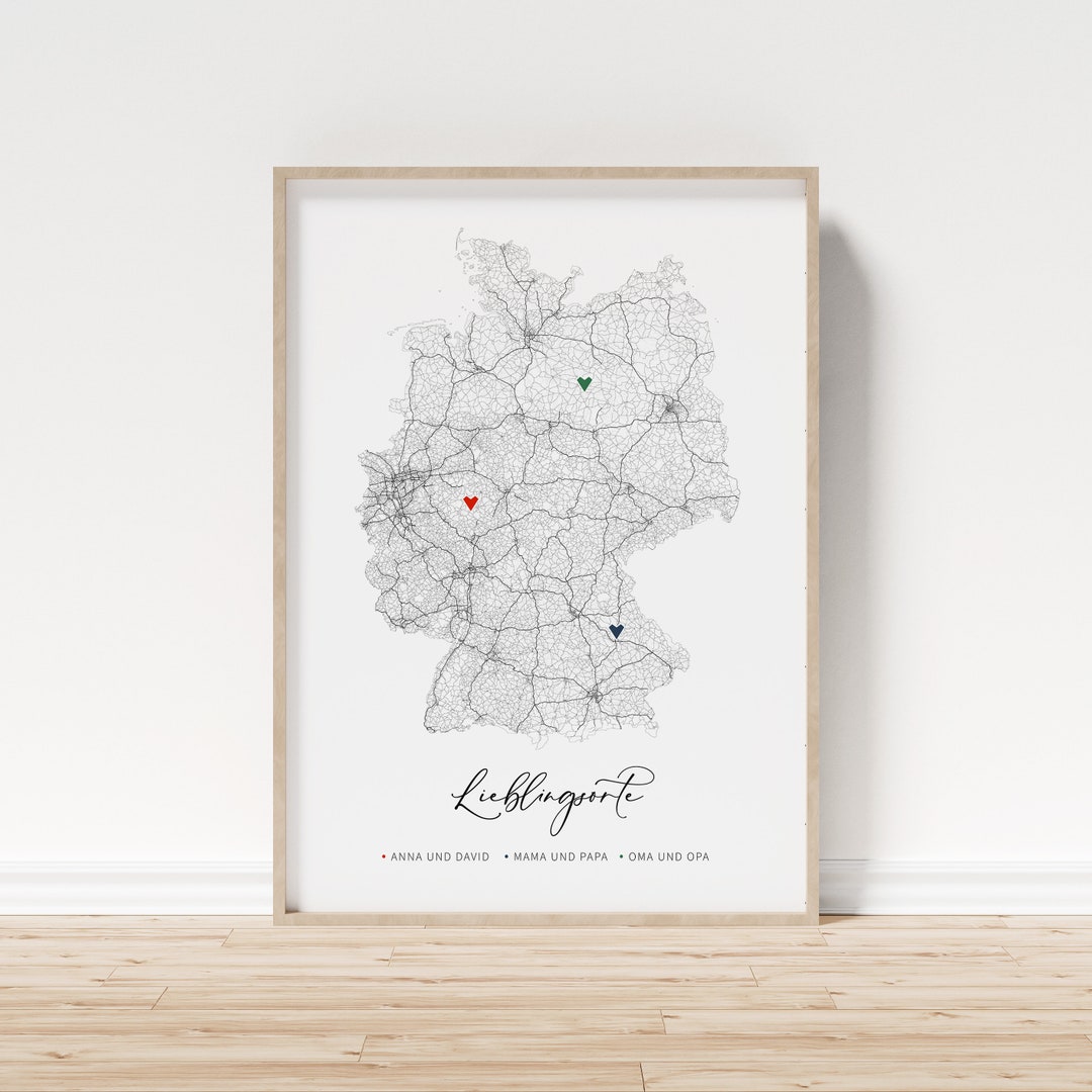 Personalized Poster Germany - World Map Family Picture Names ...