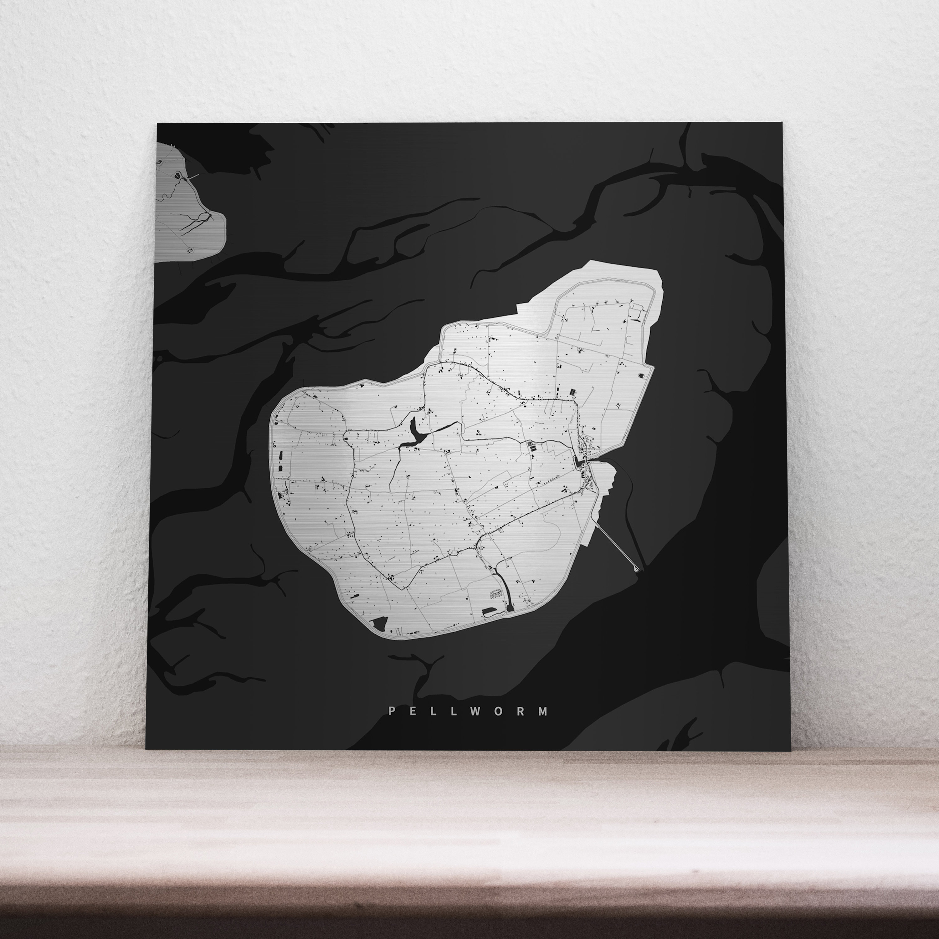 Metal Shield Pellworm Map in Minimalist Design Print on Real - Etsy UK