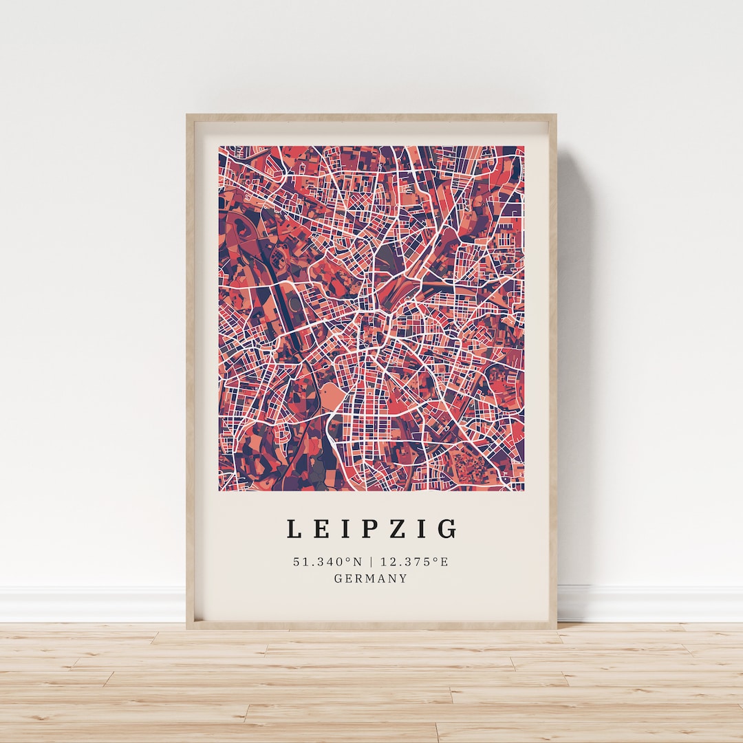 Leipzig Poster City Map Modern City Map With Mosaic Pattern Poster With ...