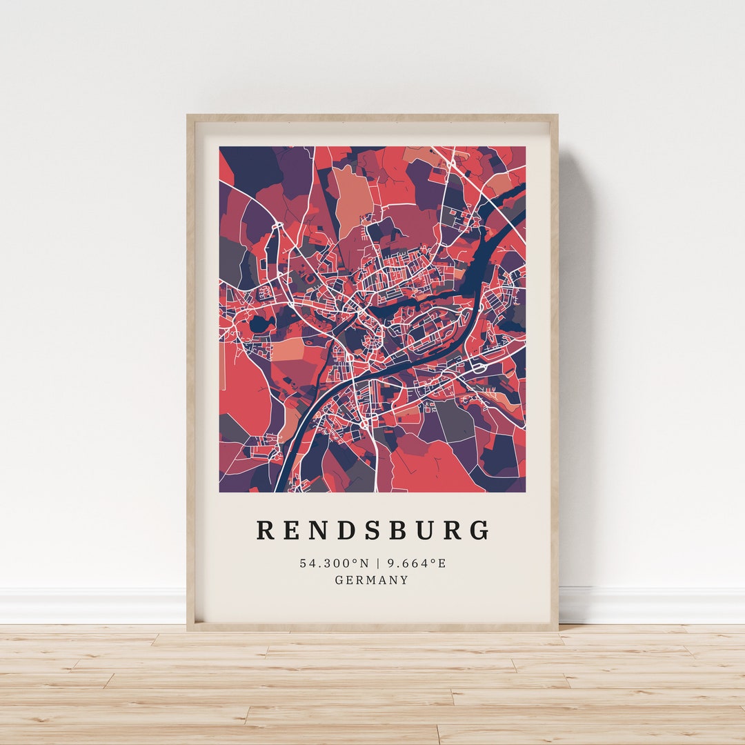 Rendsburg Poster City Map Modern City Map With Mosaic Pattern Poster ...
