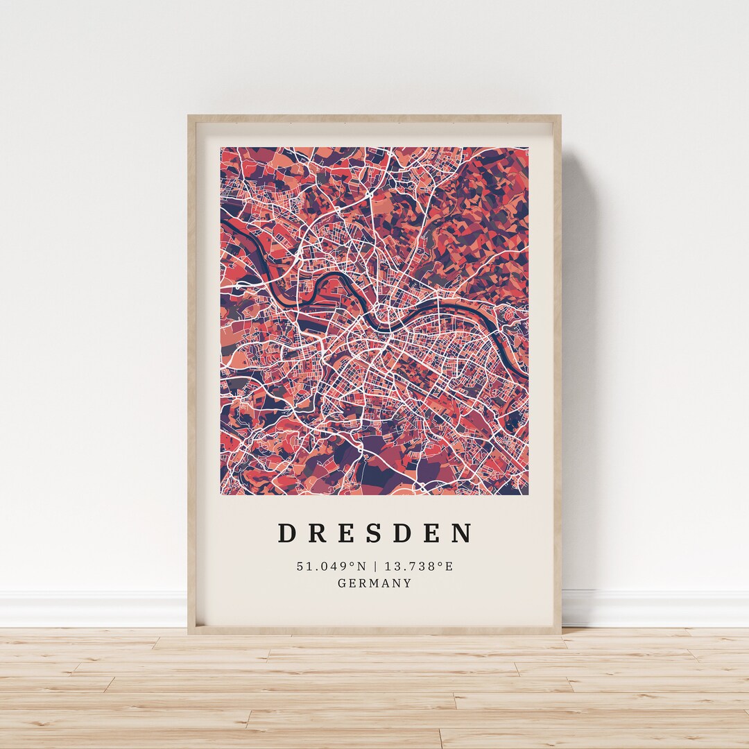 Dresden | Poster City Map | Modern City Map With Mosaic Pattern ...