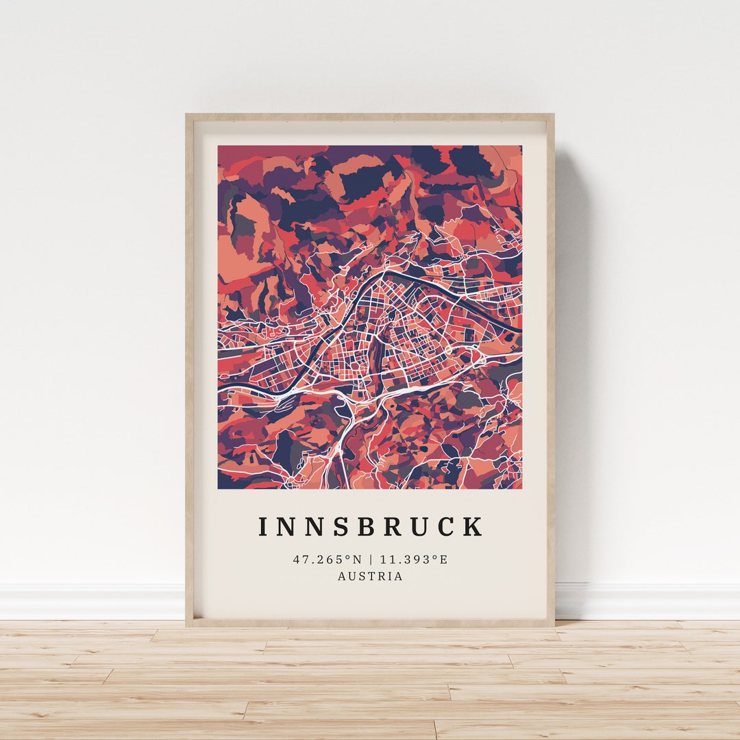 Innsbruck | Poster City Map | Modern City Map With Mosaic Pattern ...