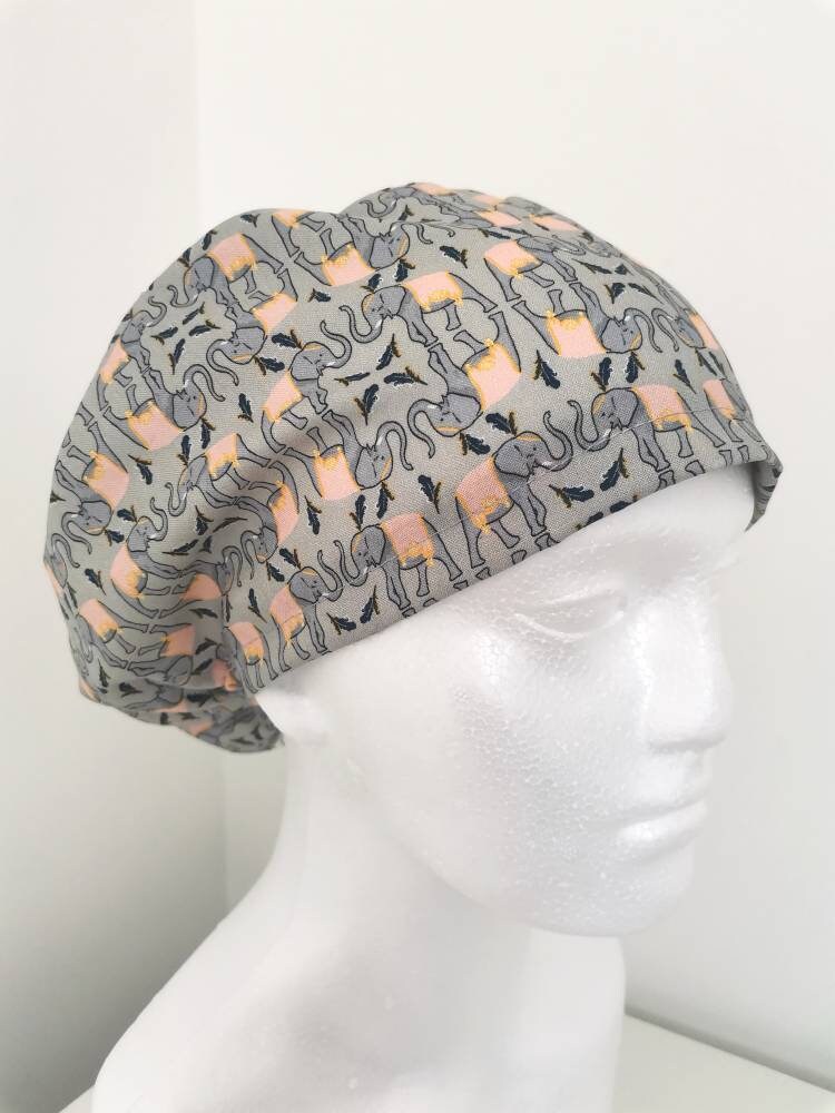 Elephant Themed Scrub Hat 100% Cotton With Elastic Back. - Etsy UK