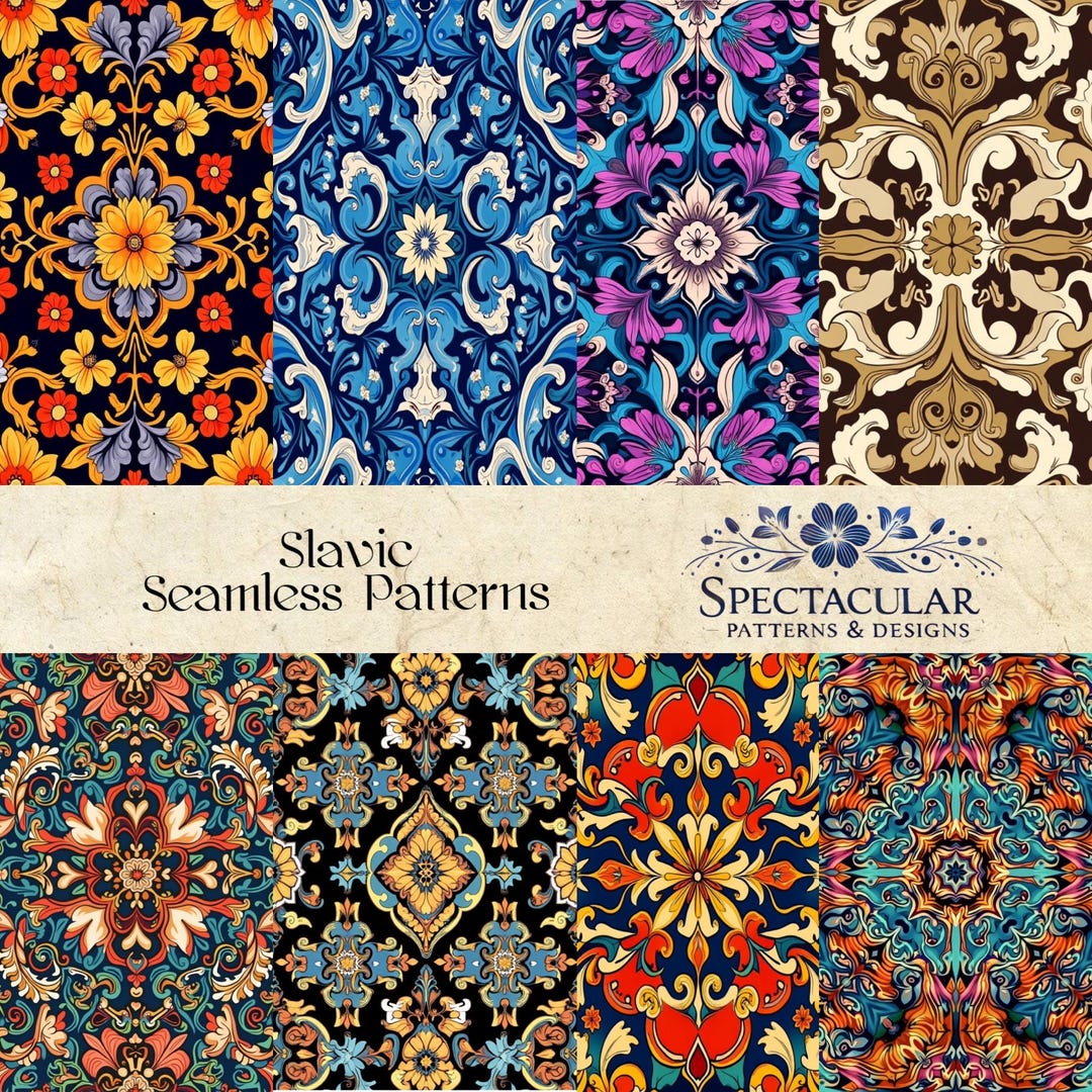 Slavic Folk Art Seamless Pattern Pack: 35 Traditional Designs (digital ...
