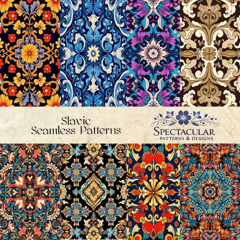 Slavic Folk Art Seamless Pattern Pack: 35 Traditional Designs (digital ...