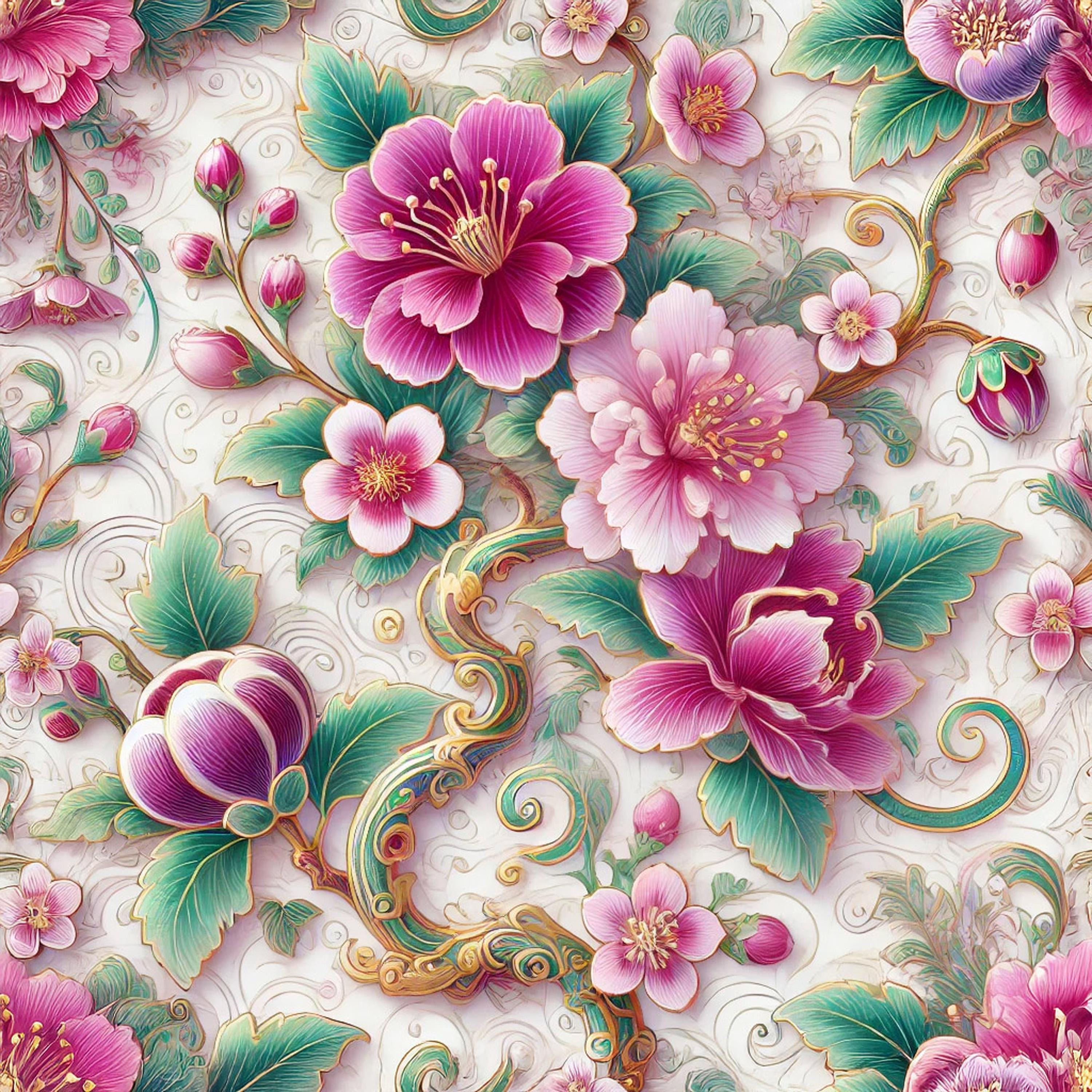 24 Qing Dynasty Seamless Patterns – Chinese Art - Floral, Cloisonné ...